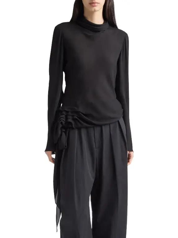 KALLMEYER Ornella Draped Silk Georgette Top - Black