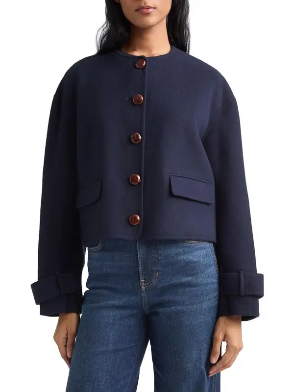 Veronica Beard Elaris Wool Blend Jacket - Navy