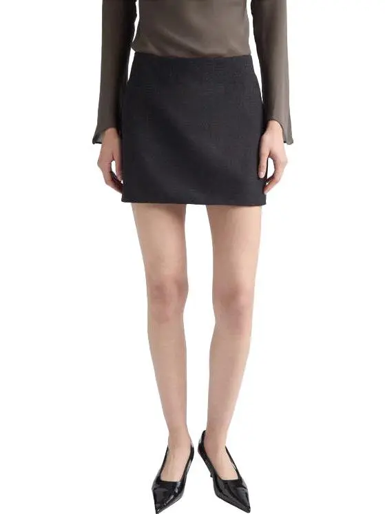 KALLMEYER Kenna Wool Stretch Flannel Miniskirt - Graphite