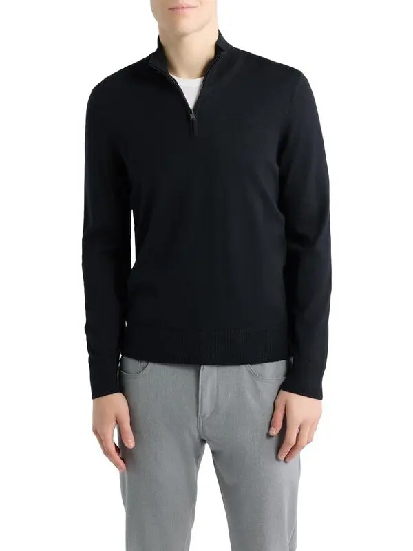 BOSS Ebenji Wool Quarter Zip Sweater - Black