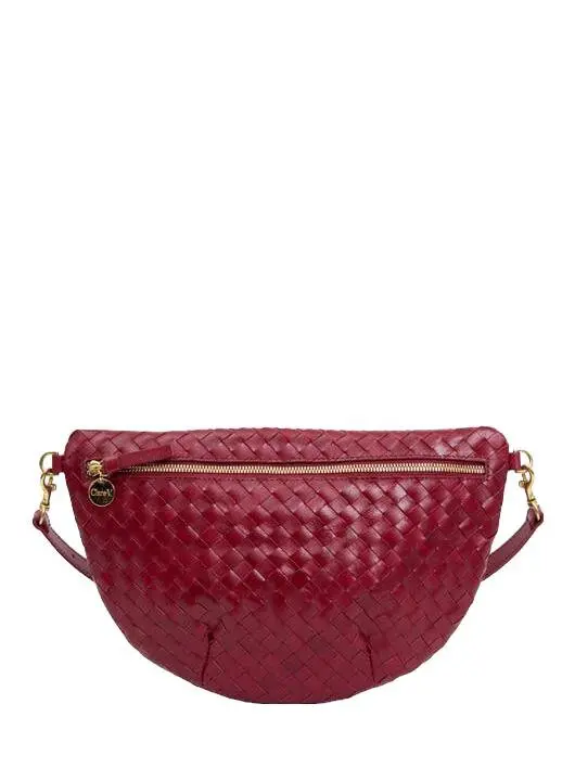 Clare V. Grande Woven Leather Belt Bag - Garnet