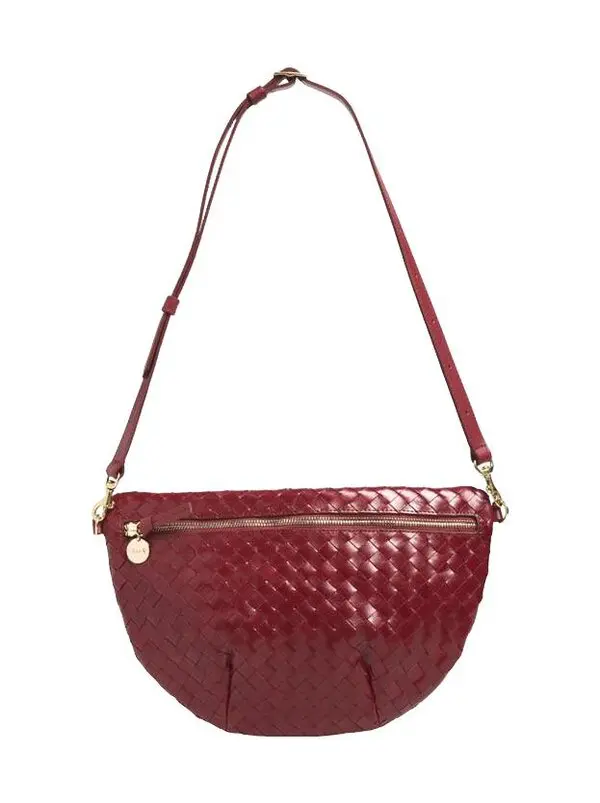 Clare V. Grande Woven Leather Belt Bag - Garnet