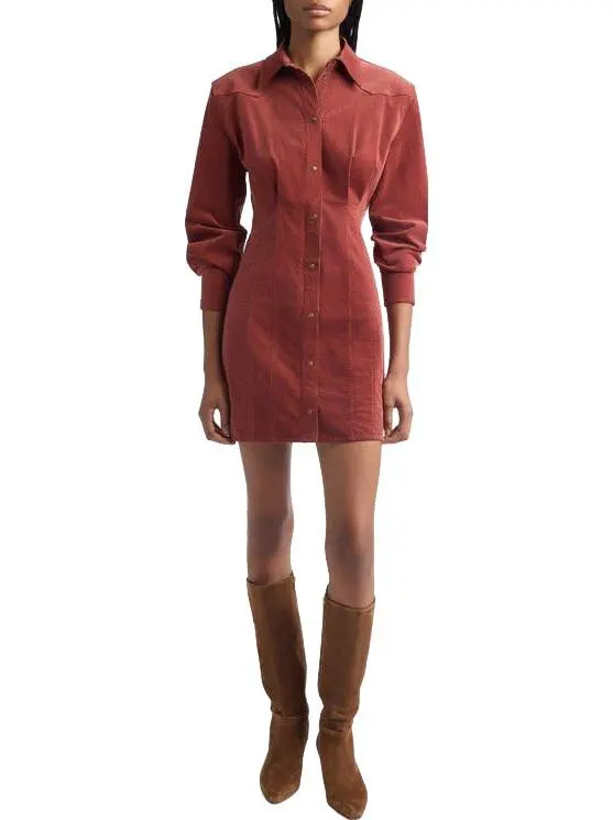 Veronica Beard Evren Mini Shirtdress - Rust