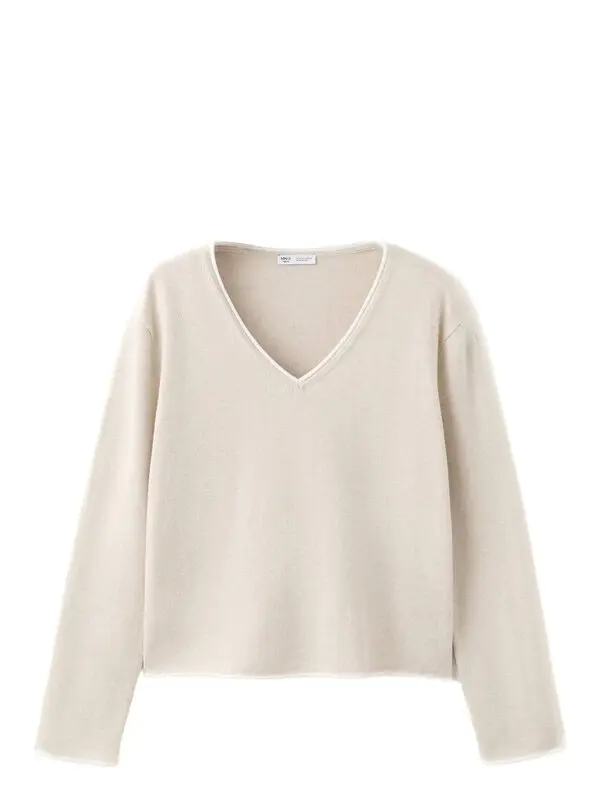 Mango V-neck Sweater - Sand