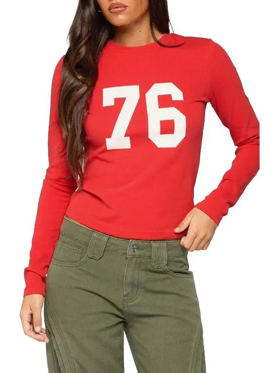 EDIKTED 76 Stretch Cotton Graphic T-shirt - Red
