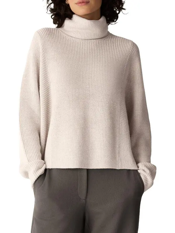 Eileen Fisher Merino Wool Turtleneck Sweater - Plaster
