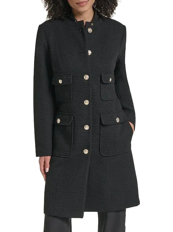 Karl Lagerfeld Paris Single Breasted Long Coat - Black