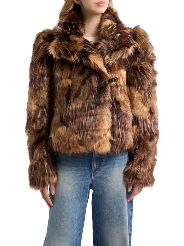 UGG Tesie Faux Fur Toggle Jacket - Burnt Cedar Multi