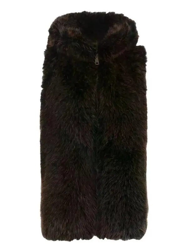 UNCOMMON Faux-fur Hooded Vest - Brown