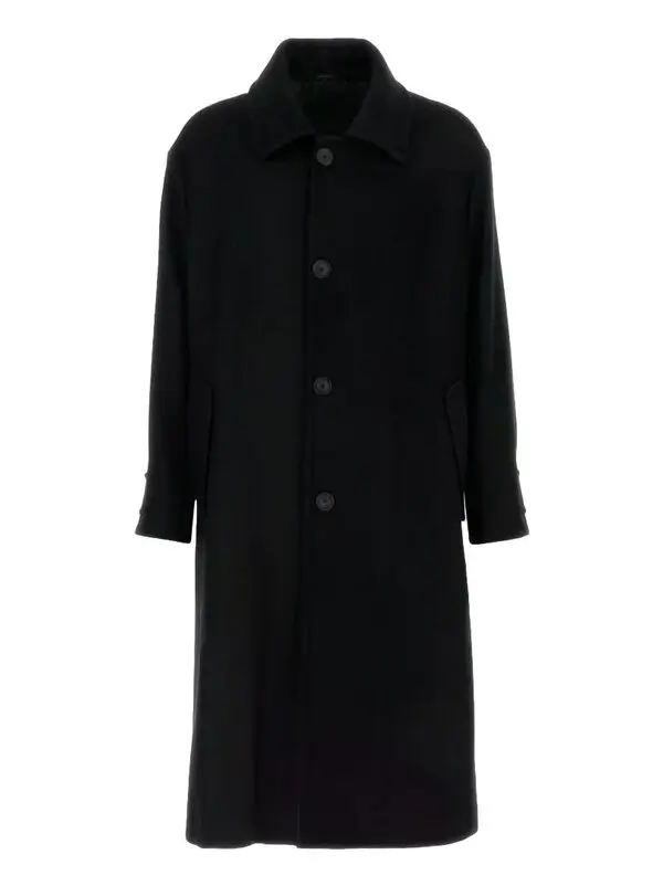 Giorgio Armani Single-breasted Buttoned Coat - Black