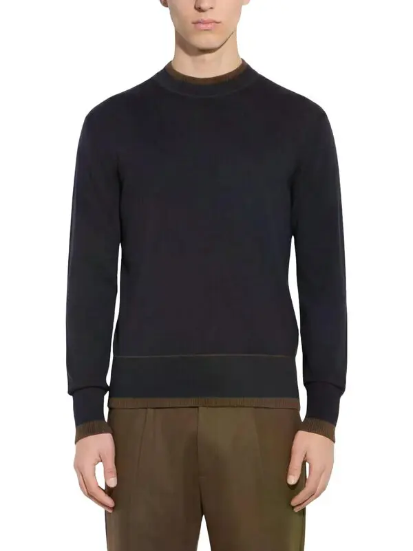 PAOLO PECORA Layered-detail Wool Sweater - Blue
