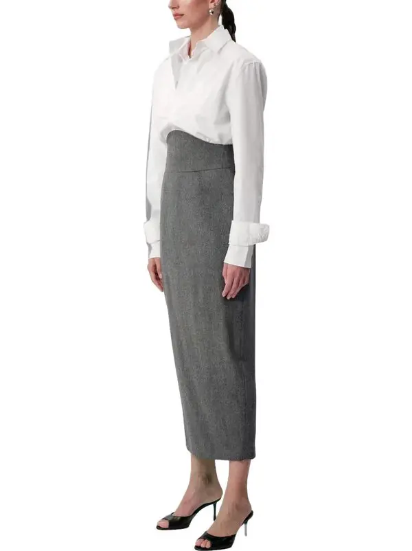 CONCEPTO Marble High-waisted Straight Midi Skirt - Grey
