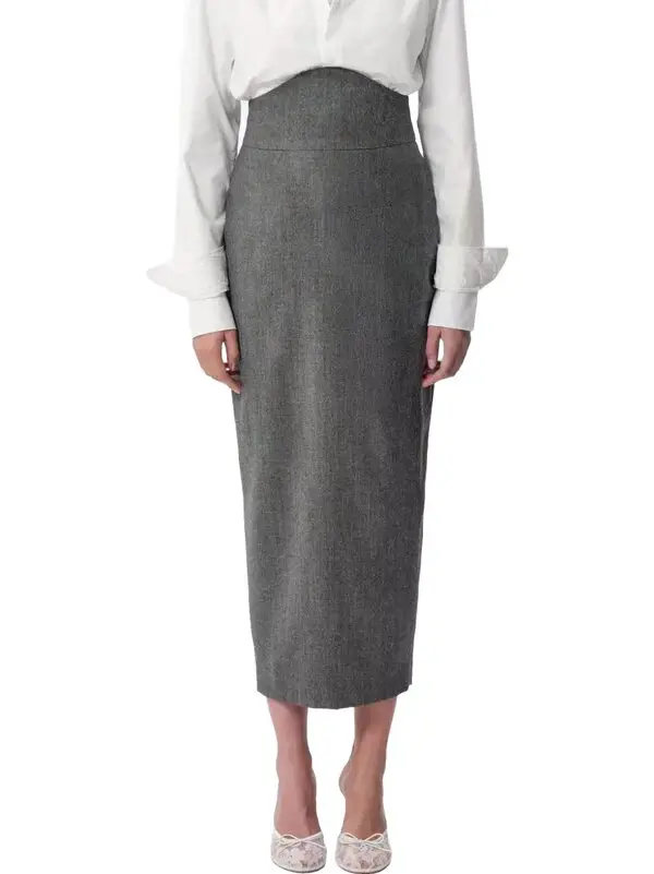 CONCEPTO Marble High-waisted Straight Midi Skirt - Grey