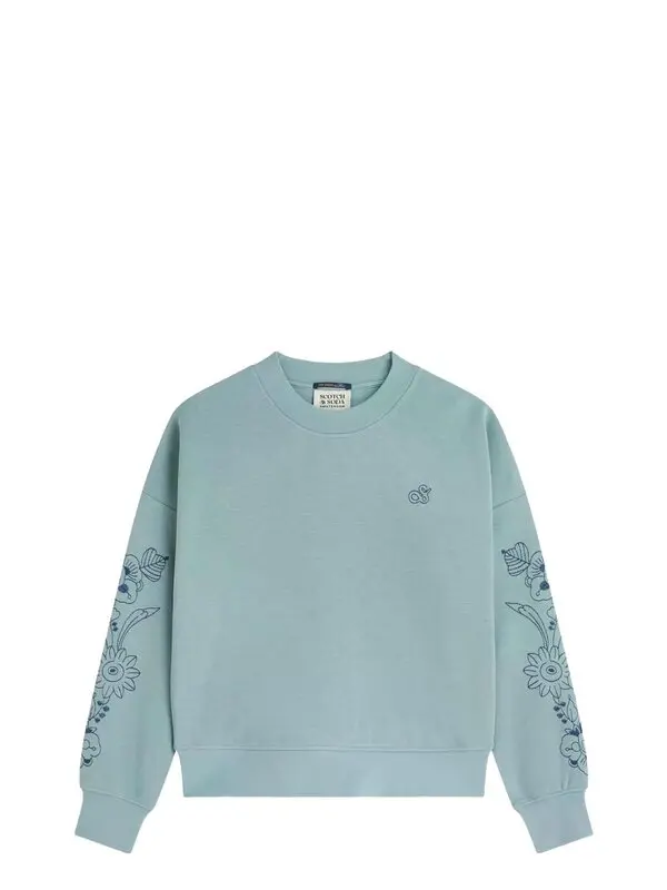 Scotch & Soda Floral-embroidered Sweatshirt - Blue
