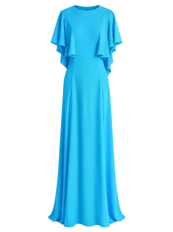 IRINA SCHROTTER Mira Ruffled-sleeve Maxi Dress - Blue