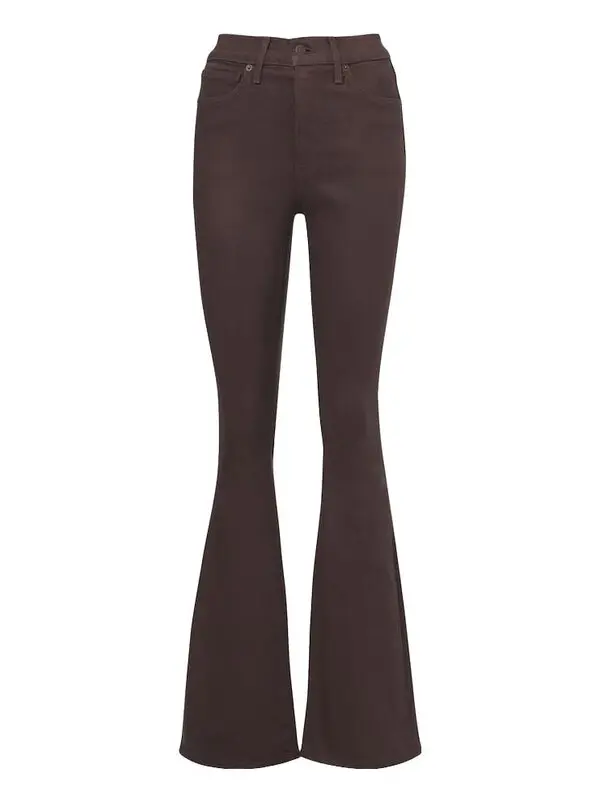 Veronica Beard Beverly Coated Flared Jeans - Brown