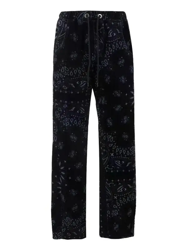 DON'T @ ME Paisley-pattern Corduroy Trousers - Black