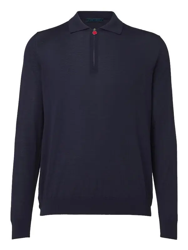 Kiton Wool Polo Sweater - Blue