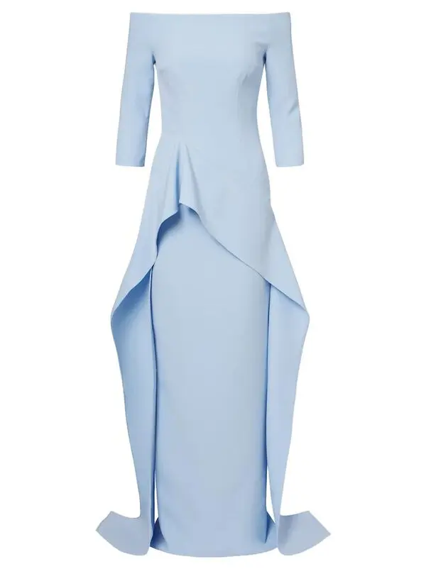 Safiyaa Zetta Draped Off-shoulder Crêpe Gown - Blue