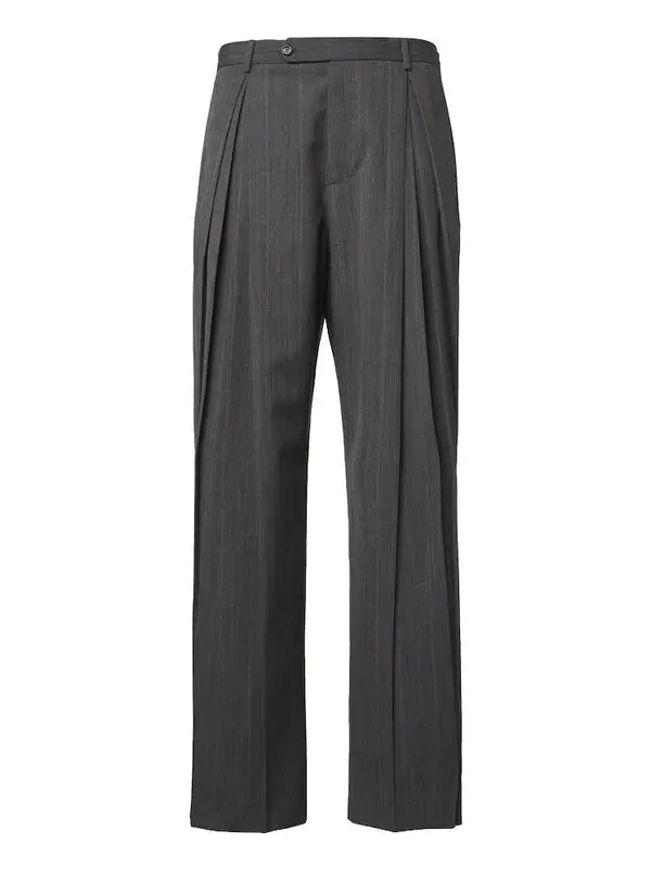 Valentino Garavani Striped Wool And Silk Wide-leg Pants - Grey