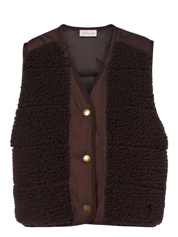 Moncler Paneled Teddy Vest - Brown