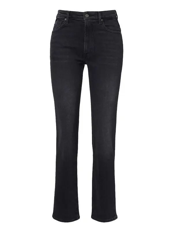 7 For All Mankind Faded Straight Jeans - Black