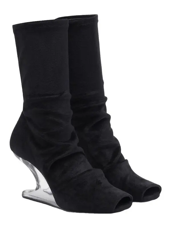 Rick Owens Cantilever Velvet Jersey Ankle Boots - Black