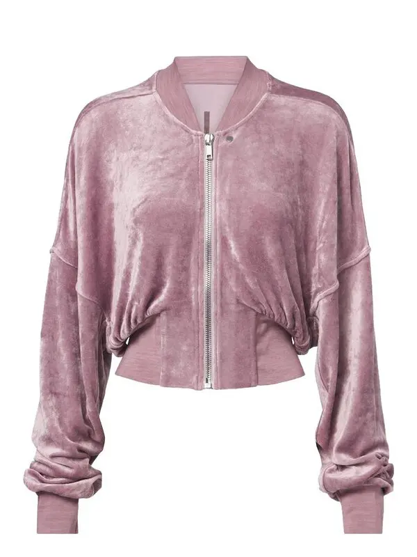 Rick Owens Flight Velvet Jersey Bomber Jacket - Pink