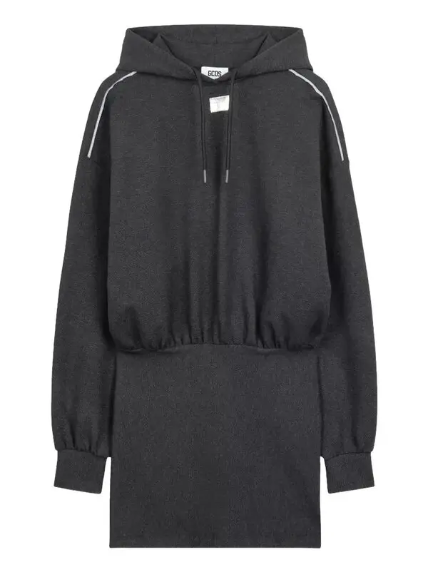 Gcds Logo-patch Drawstring-hood Mini Dress - Grey