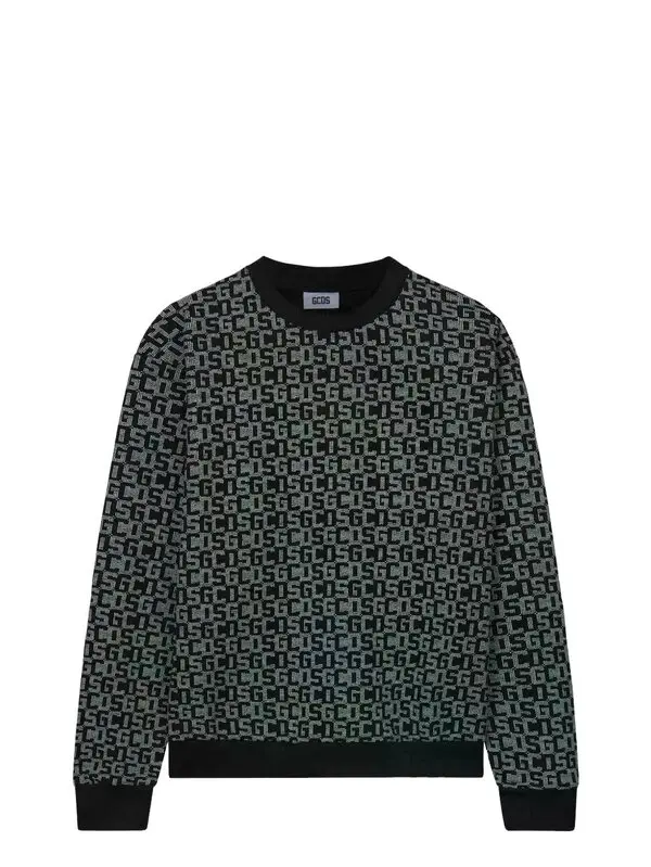 Gcds Monogram-print Sweatshirt - Black