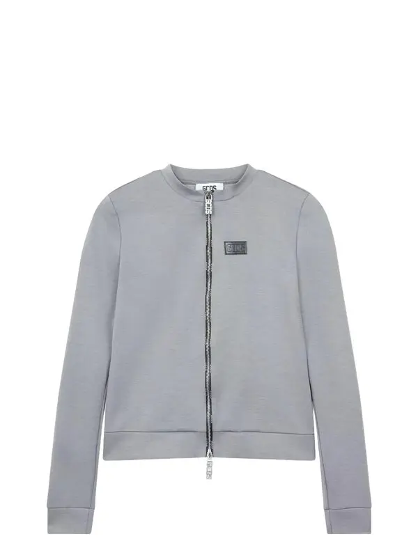 Gcds Logo-patch Zip-up Sweatshirt - Grey