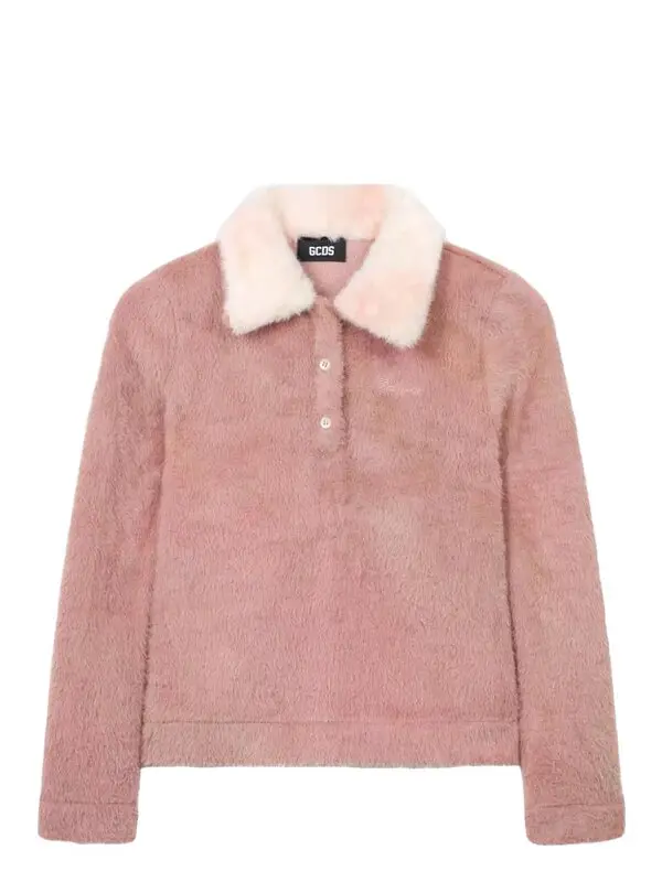 Gcds Faux-fur Polo Shirt - Pink