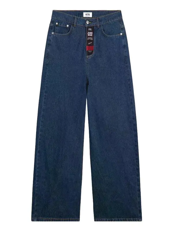 Gcds Logo-patch Wide-leg Jeans - Blue