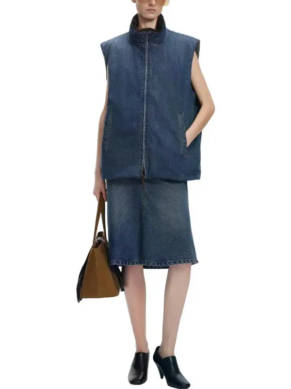 JNBY Washed Padded Denim Gilet - Blue