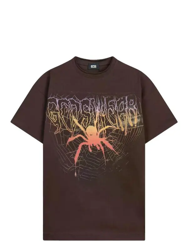 Gcds Graphic-print Boxy T-shirt - Brown