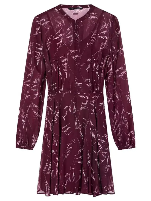 Armani Exchange Floral-print Long-sleeve Mini Dress - Red