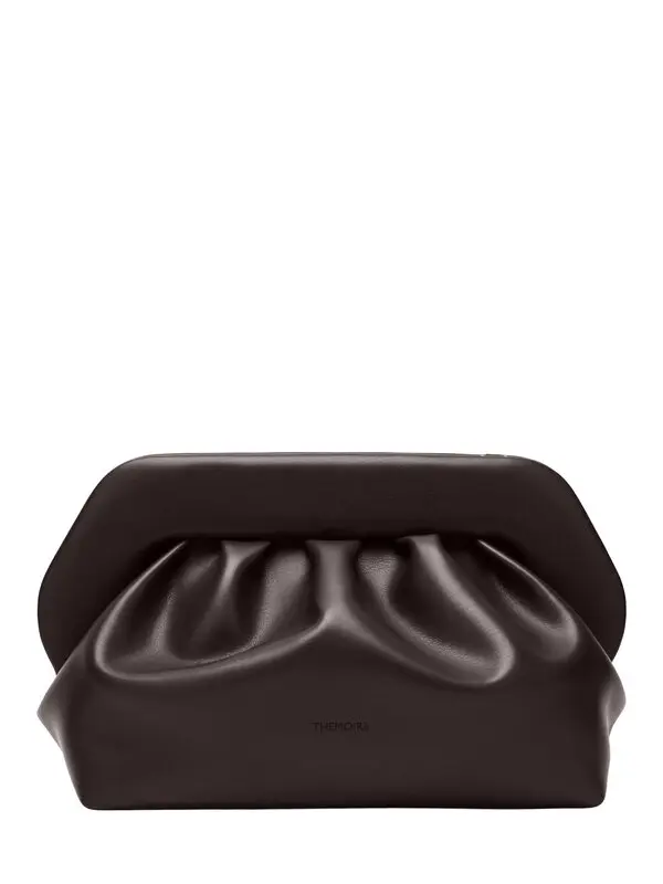 THEMOIRE Bios Plum-colored Leather Clutch Bag - Brown