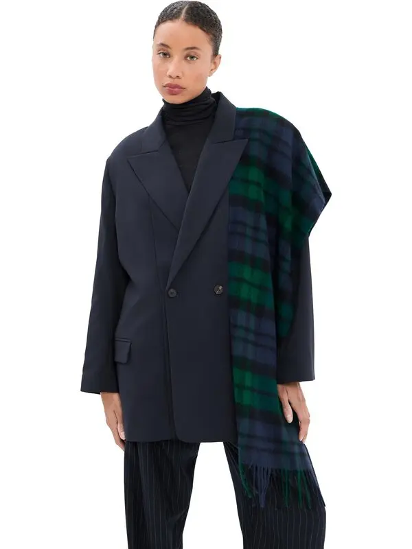 FRENKEN Crushed Scarf Blazer - Navy