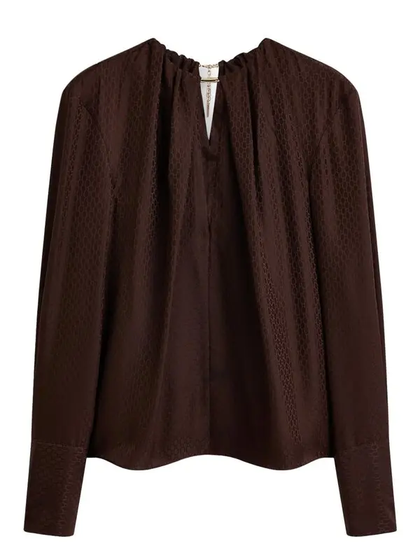 Scanlan Theodore Silk Chain Jacquard Gold Blouse - Spice