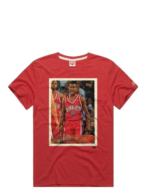 HOMAGE Allen Iverson Philadelphia 76ers Topps Trading Card Player Tri-blend T-shirt - Red