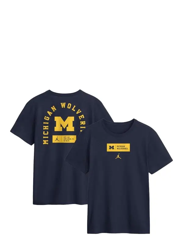 JORDAN BRAND Michigan Wolverines Primetime Crew T-shirt - Navy