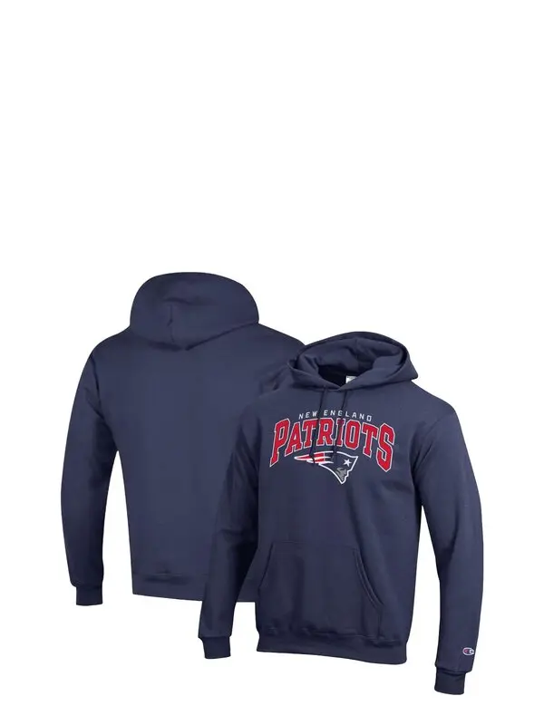 Champion New England Patriots Powerblend Arch Over Logo Hoodie - Navy