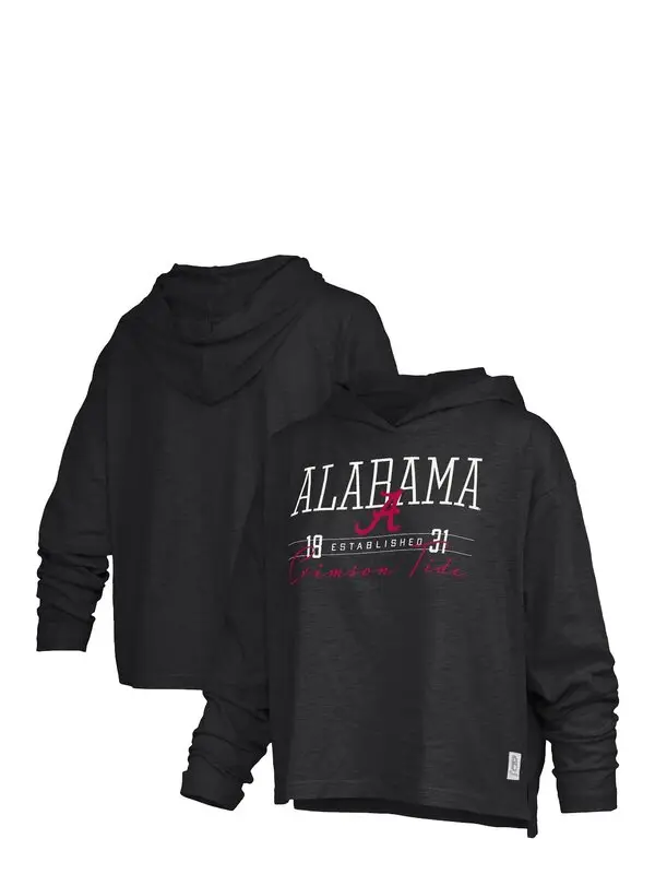 PRESSBOX Alabama Crimson Tide Castillo Slub Waist Length Long Sleeve Hooded T-shirt - Black