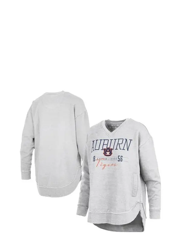 PRESSBOX Auburn Tigers Marcus East Hall Poncho V-neck Sweatshirt - Heather Gray