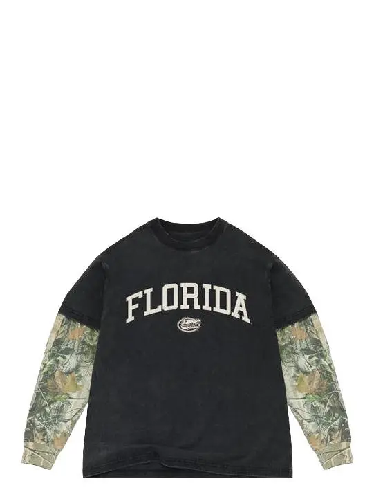 USCAPE APPAREL Camo Florida Gators Back Bay Twofer Heavyweight Long Sleeve T-shirt - Black