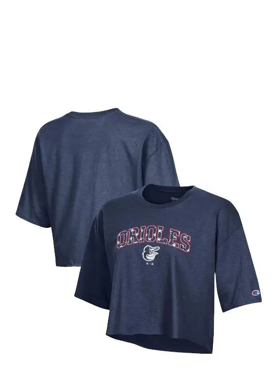 Champion Baltimore Orioles Boyfriend Cropped Americana T-shirt - Navy
