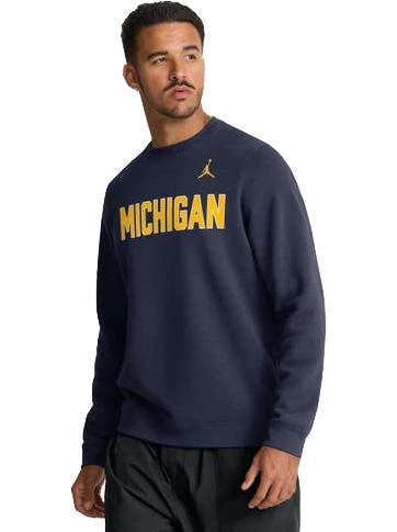 JORDAN BRAND Michigan Wolverines 2026 Sideline Club Sweatshirt - Navy