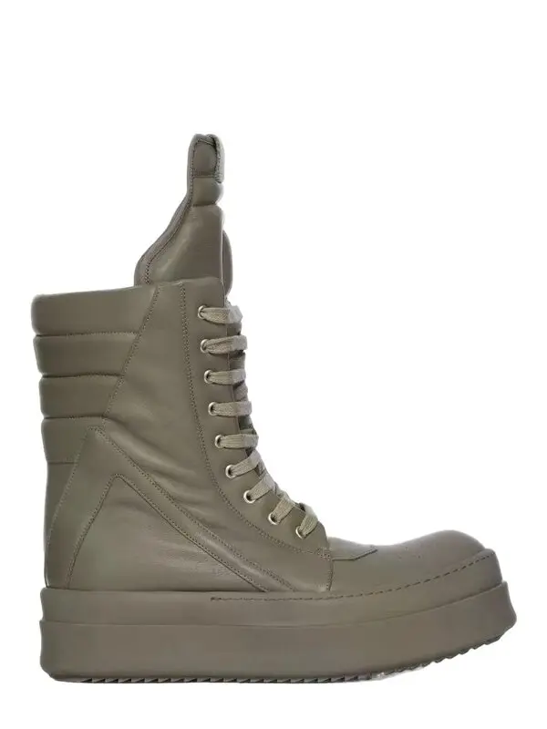 Rick Owens Mega Geobasket Leather High-top Sneakers - Grey