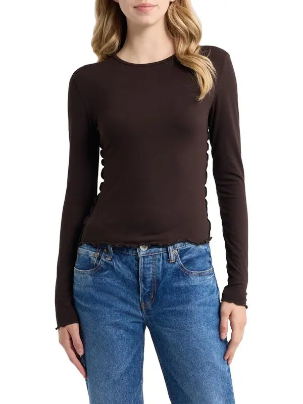 Mango Curlita Long Sleeve T-shirt - Chocolate