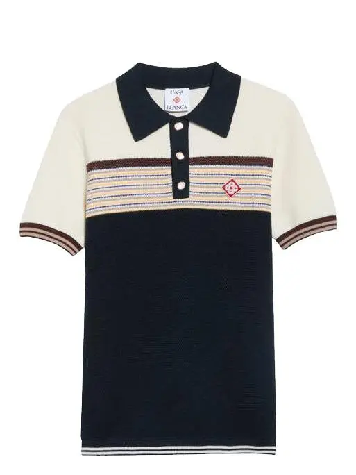 Casablanca Café Stripe Cotton & Wool Polo - Multi